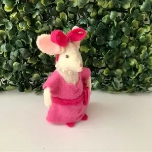 Hand Crafted | Party Supplies | Hot Pink Dress Felt Mouse Art Doll Cake ...